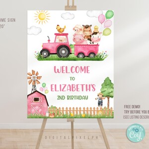 Editable Farm Birthday Welcome Sign Template, Farm Birthday Custom Sign ...