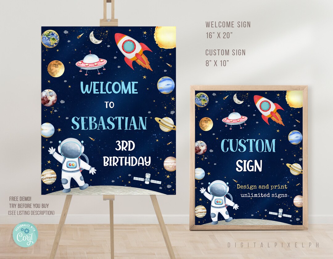 Editable Outer Space Welcome Sign Template, Outer Space Custom Sign ...