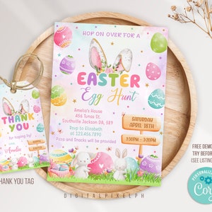 Easter Egg Hunt Invitation, Bunny Invitation, Easter Invitation, Easter ...