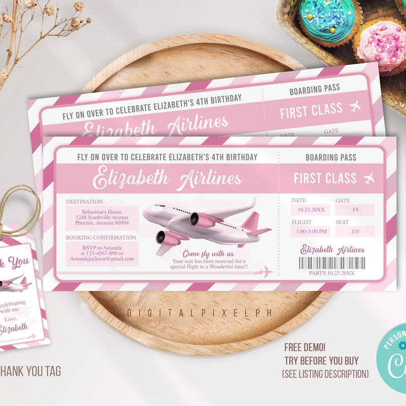 Plane Ticket Invitation - Etsy