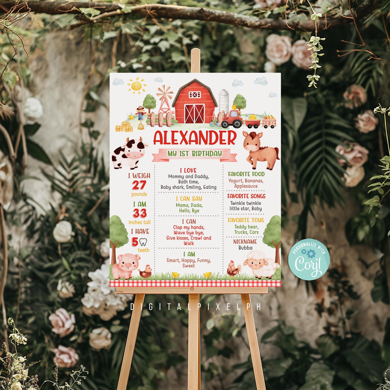 Farm Birthday Milestone Poster, Barnyard Animals (digital Download) - Etsy