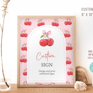 Editable Cherry Welcome Sign Template, Cherry Custom Sign Template ...