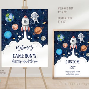 Editable Outer Space Birthday Invitation Bundle, Custom Party Decor ...