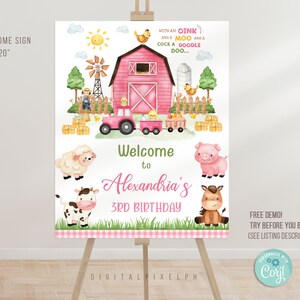 Editable Farm Birthday Welcome Sign Template, Farm Birthday Custom Sign ...