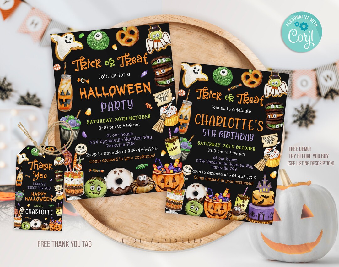 Editable Halloween Invitation, Halloween Party Invitation, Halloween ...