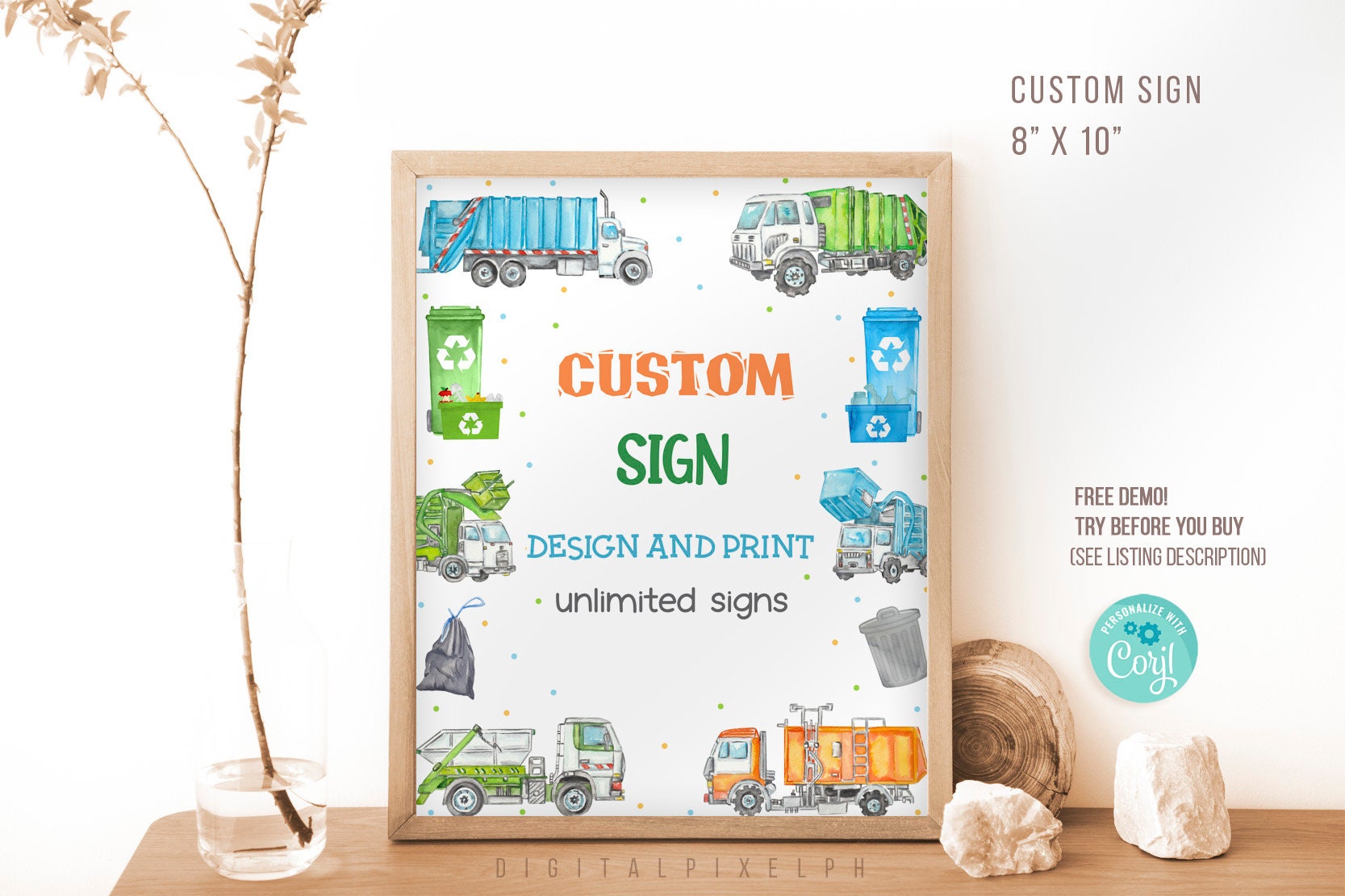 Editable Garbage Truck Welcome Sign Template, Garbage Truck Custom Sign ...