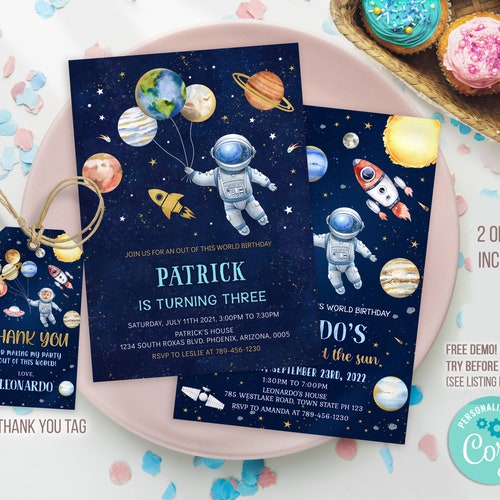 Editable Planet Birthday Invitation. Outer Space Invitation. - Etsy
