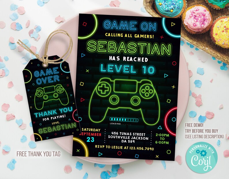 Video Game Invitation Gaming Party Invitation Gamer Party - Etsy