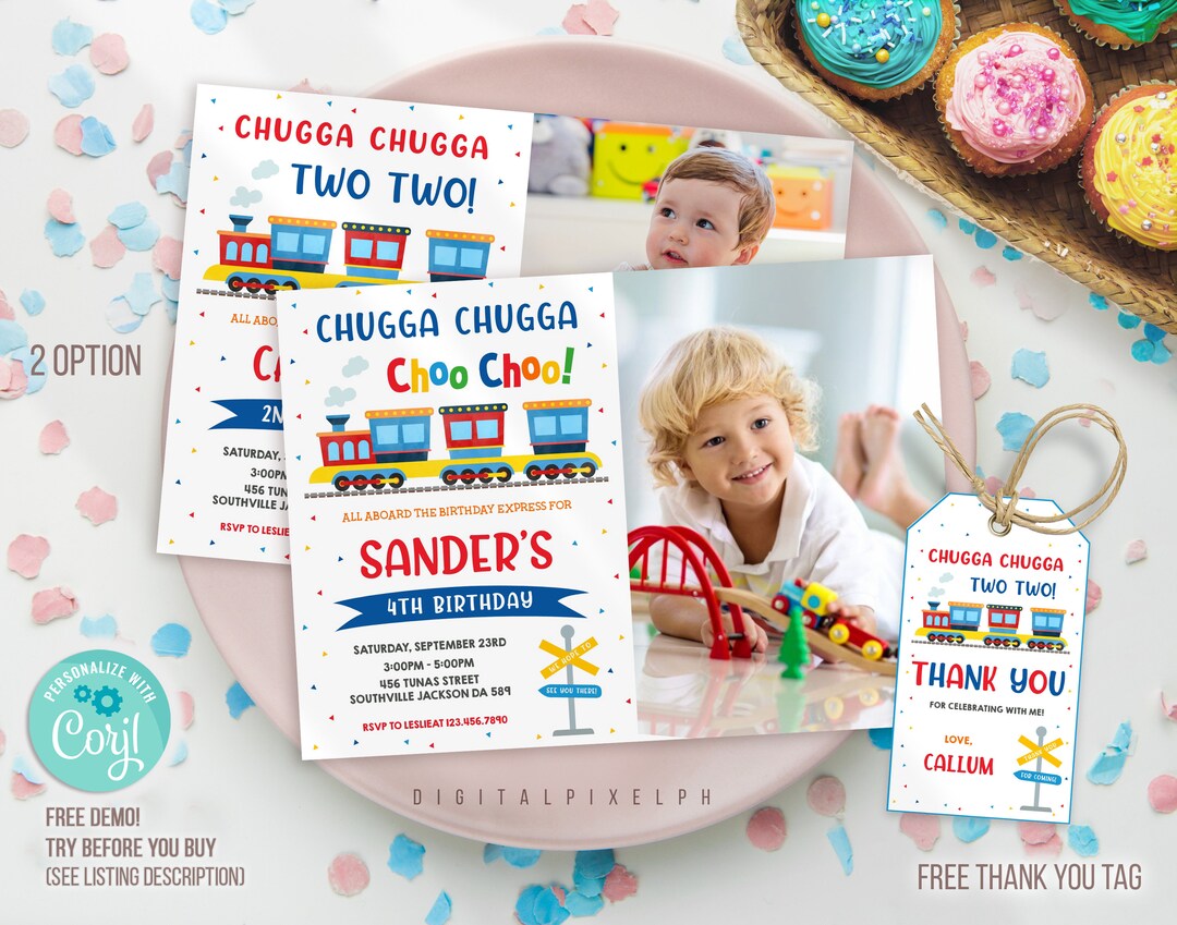 Editable Train Birthday Invitation Template, Toy Train Invitation ...