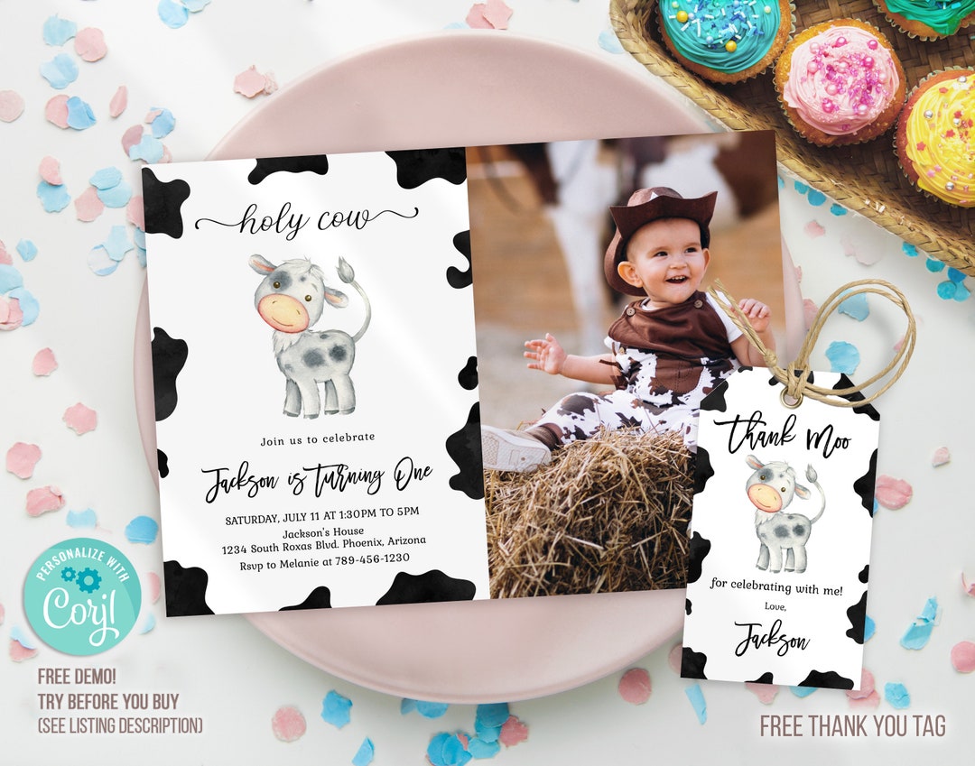 Holy Cow Birthday Invitation Template Printable Holy Cow - Etsy