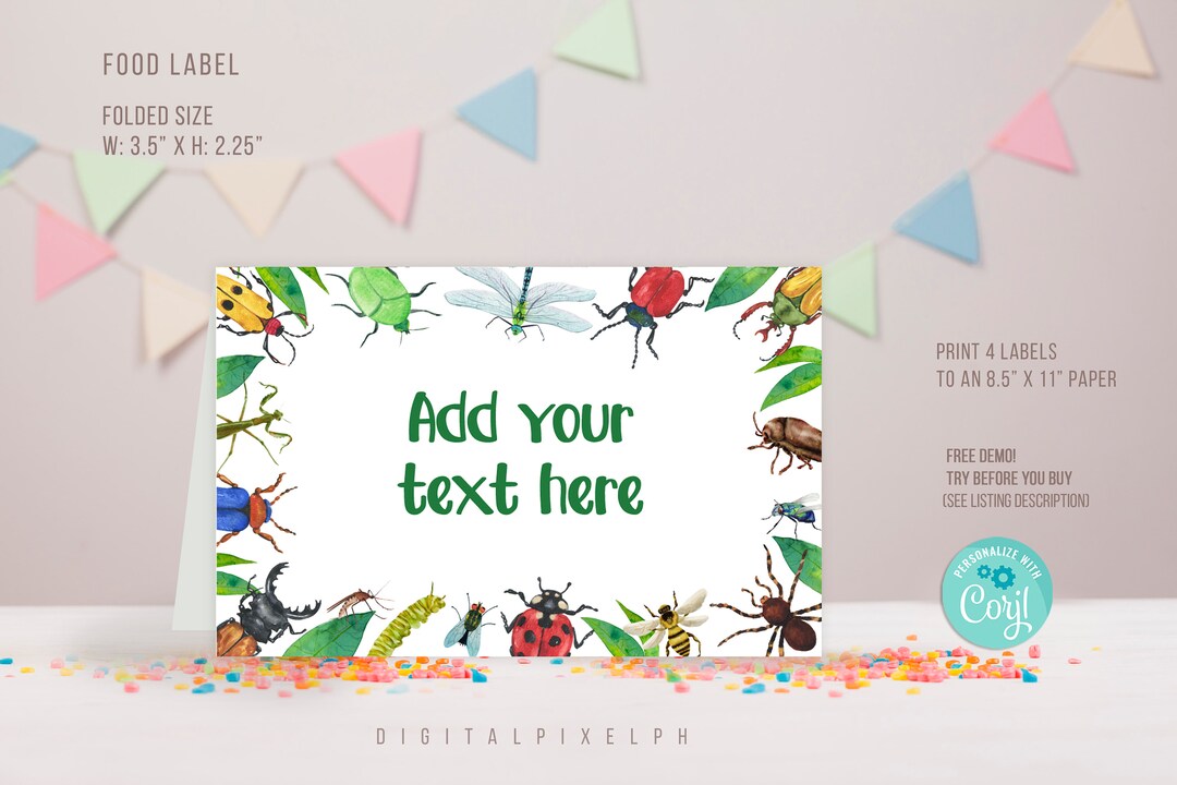 Editable Insect Food Label, Insect Food Tent Cards, Insect Food Tent ...