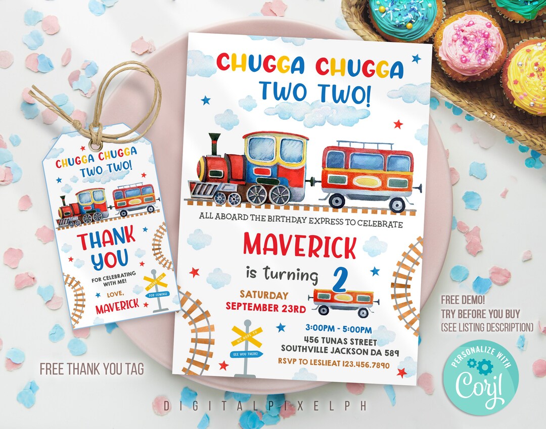 Editable Train Birthday Invitation Template, Toy Train Invitation ...