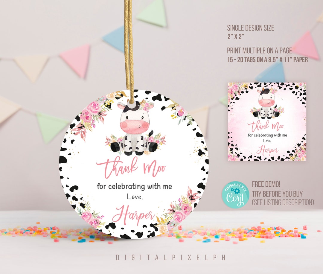 Editable Holy Cow Round Thank You Tags, Holy Cow Sticker, Holy Cow ...