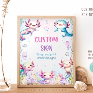 Editable Axolotl Birthday Party Welcome Sign Template, Axolotl Birthday ...