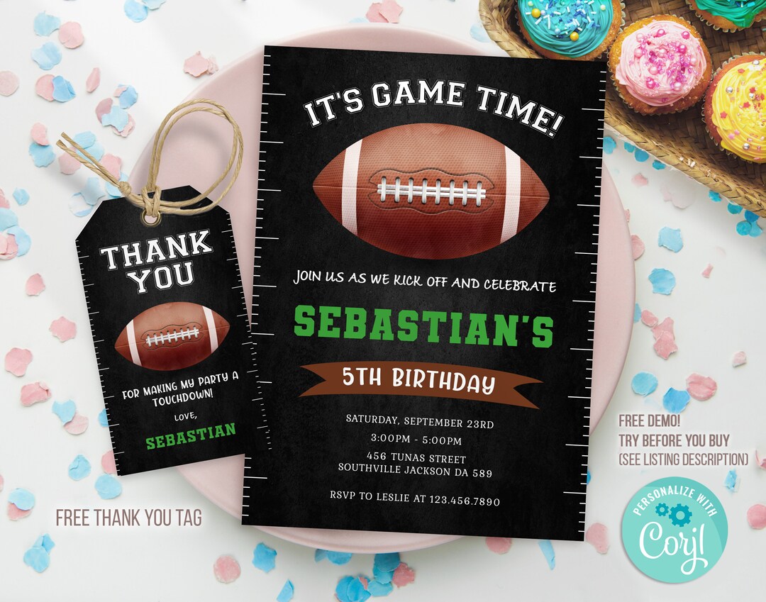 Football Birthday Invitation, Football Birthday Invite, Football Party ...
