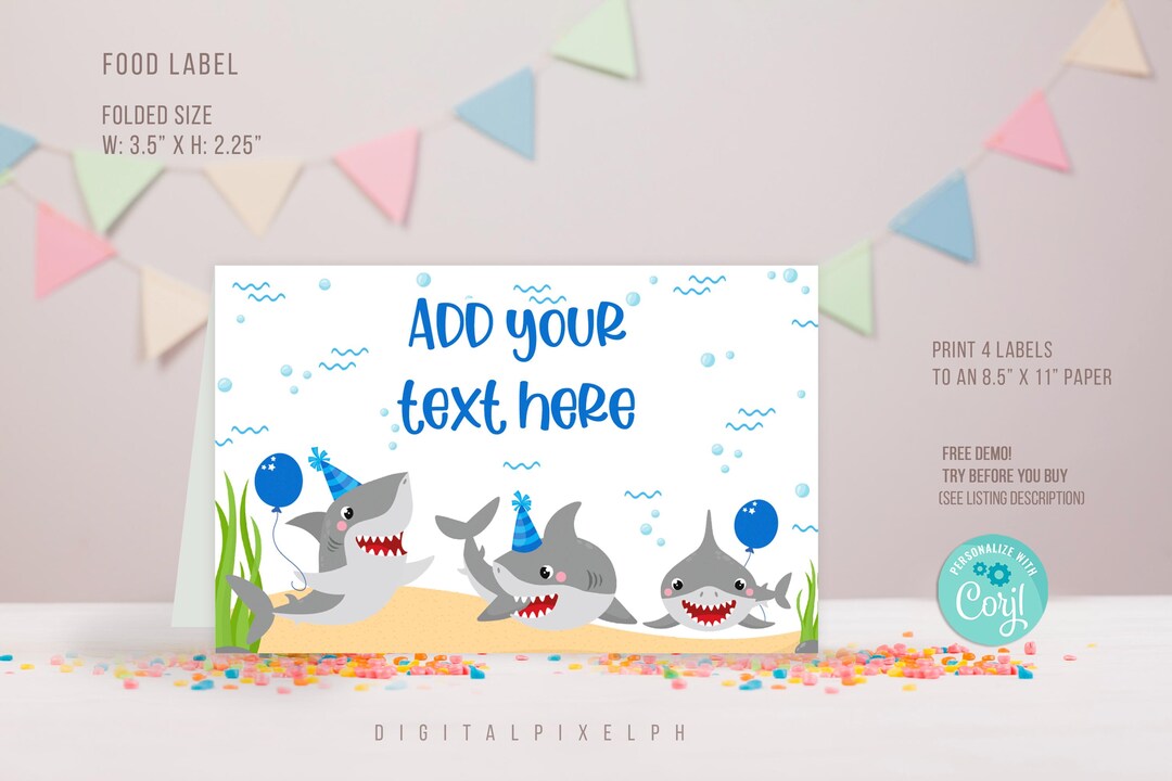 Editable Sharktastic Food Label, Sharktastic Food Tent Cards, Shark ...