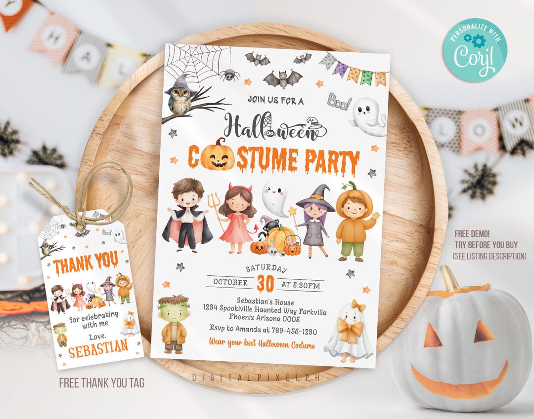 Editable Halloween Costume Party Invitation Template (digital Download ...