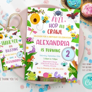 Insect Birthday Invitation, Bugs Birthday Invitation, Insect Thank You ...