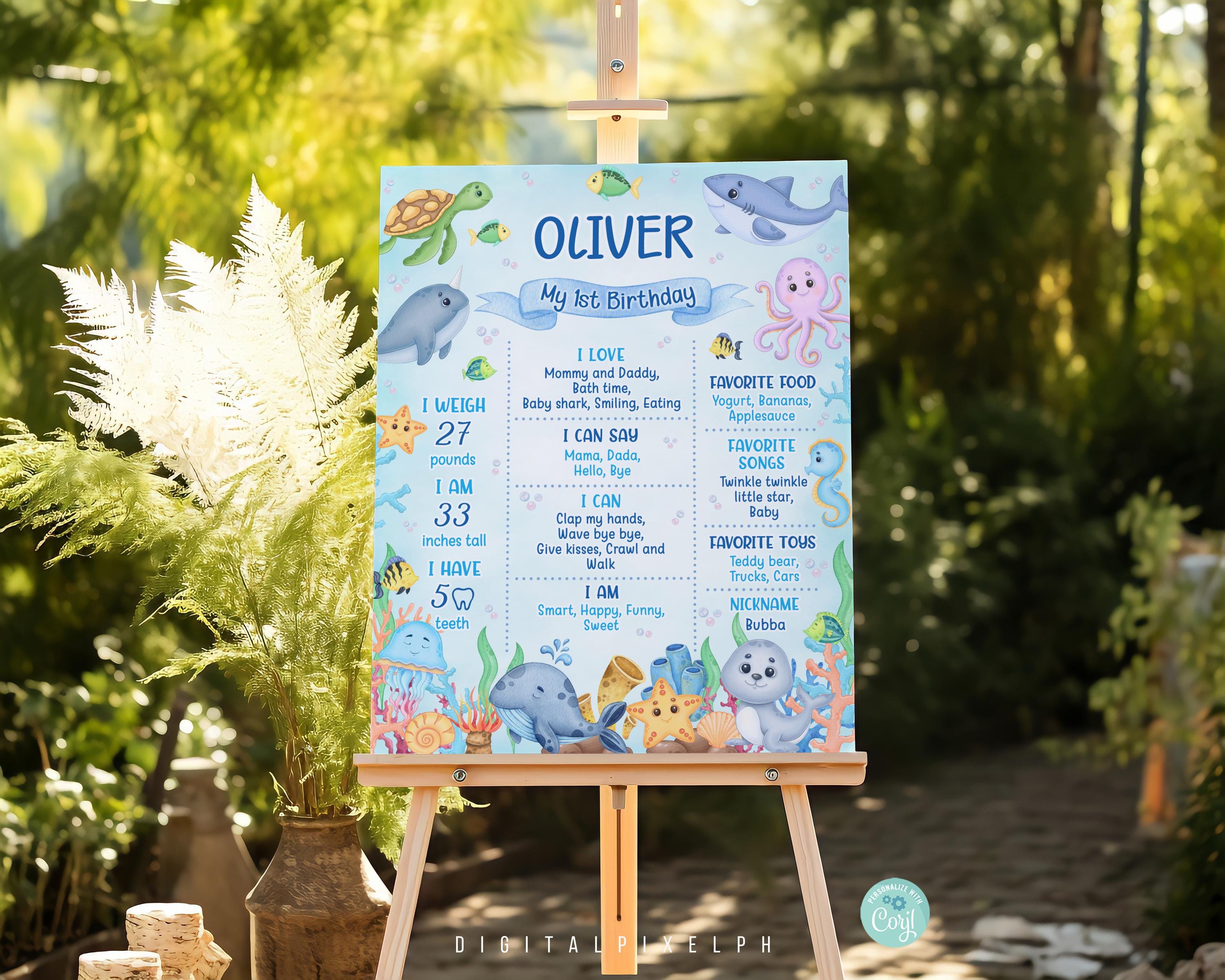 Editable Under the Sea Birthday Milestone Poster (digital Download ...