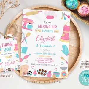 Editable Baking Birthday Party Invitation, Baking Party Invite, Cooking ...