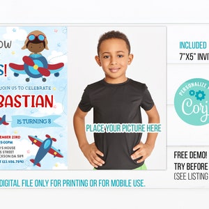 Airplane Birthday Invitation Template, Airplane Invitation, Pilot ...
