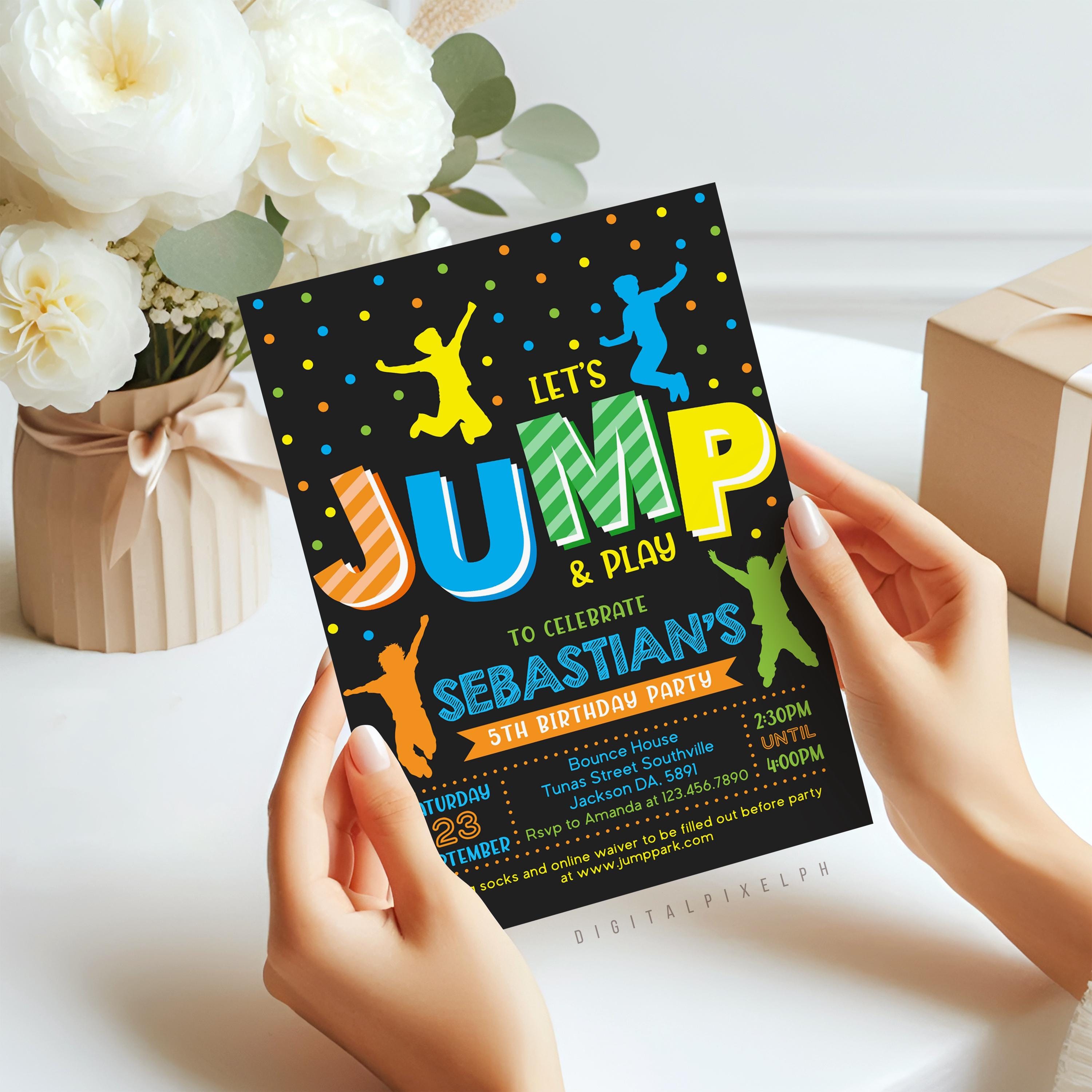 Editable Jump Birthday Invitation Template, Bounce House Party (digital ...