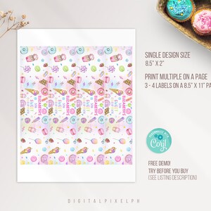 Editable Sweets Candy Water Bottle Label (digital Download) - Etsy