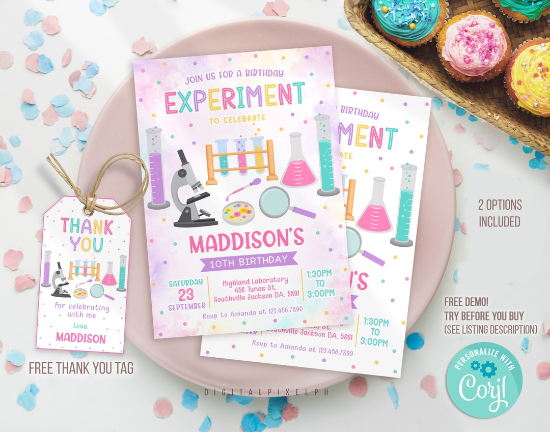 Editable Mad Science Experiment Birthday Invitation, Science Experiment ...