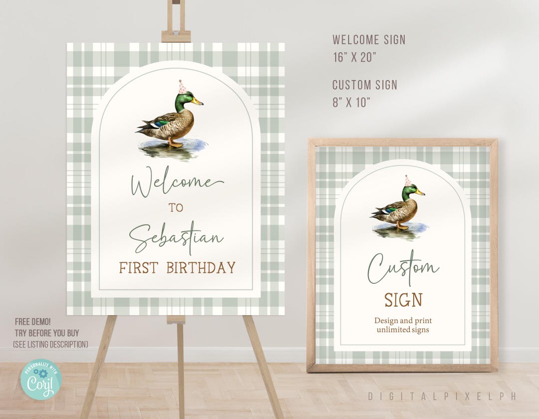 Editable Mallard Duck Welcome Sign Template, Mallard Duck Custom Sign ...