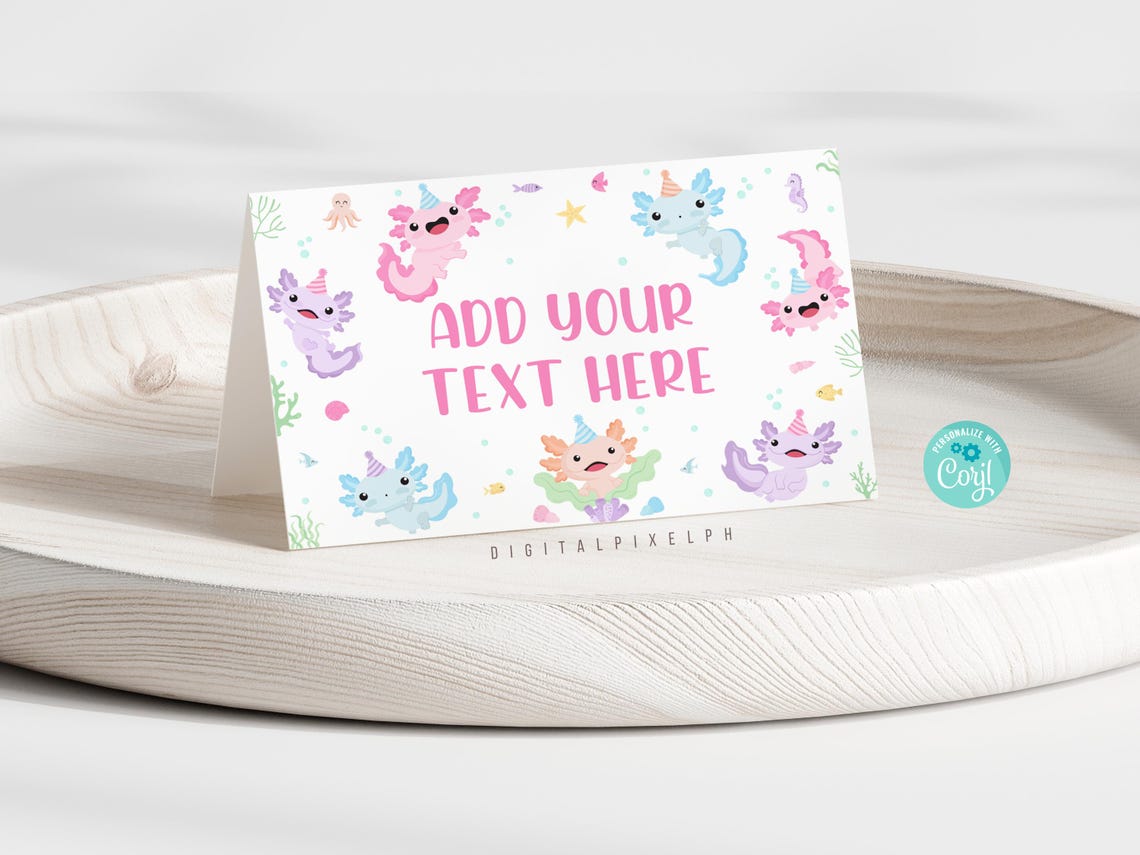 Editable Axolotl Food Label Tent Card (digital Download) - Etsy