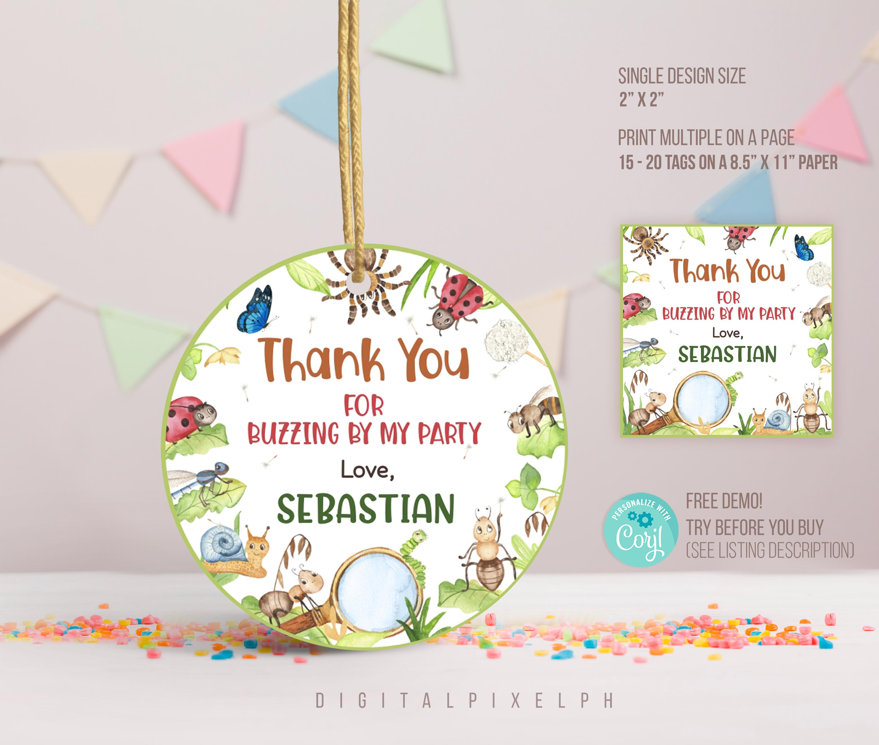 Editable Insect Round Thank You Tags, Insect Sticker, Insect Square ...
