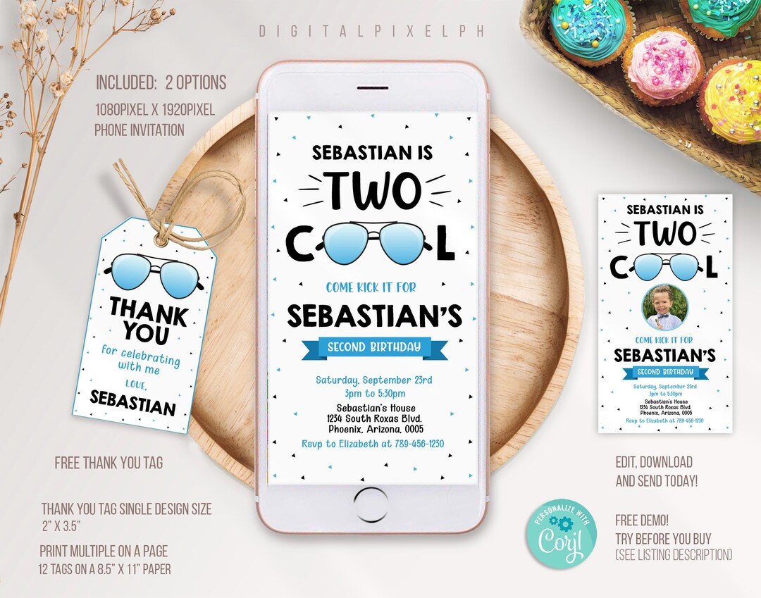 Two Cool Electronic Invitation Template, Two Cool Phone Invitation ...