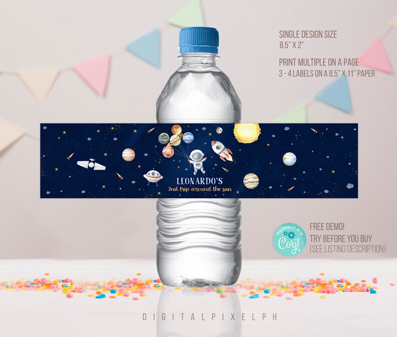 Editable Outer Space Water Bottle Label Rocket Fuel Label - Etsy