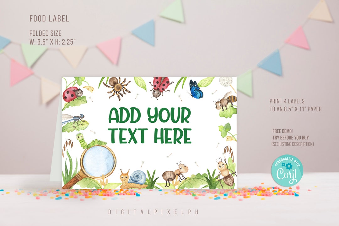 Editable Insect Food Label, Insect Food Tent Cards, Insect Food Tent ...