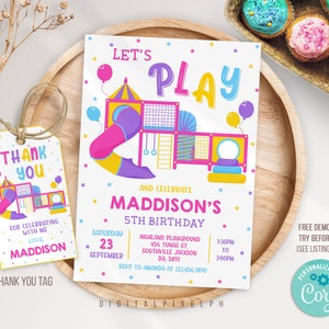 Editable Playground Birthday Invitation Template, Playground Bounce ...