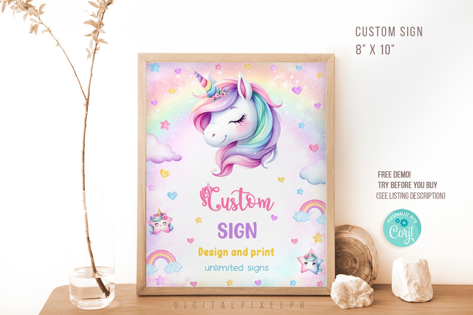 Editable Unicorn Birthday Welcome Sign Template, Unicorn Birthday ...