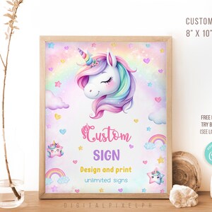 Editable Unicorn Birthday Welcome Sign Template (digital Download) - Etsy