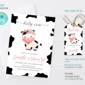 Editable Holy Cow Birthday Invitation Template, Holy Cow Birthday ...