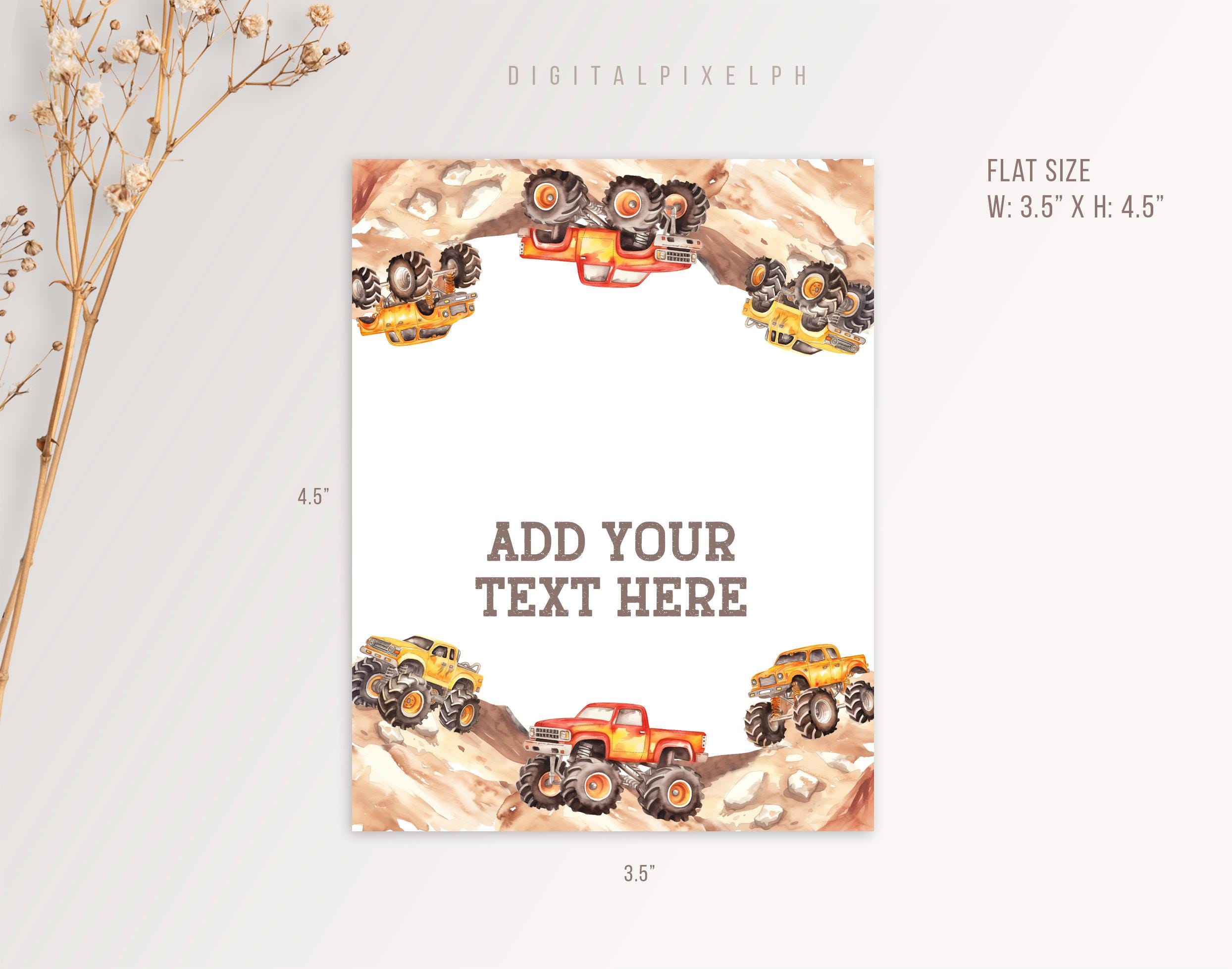 Editable Monster Truck Food Label, Monster Truck Food Tent Cards ...