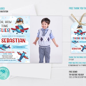 Airplane Birthday Invitation Template, Airplane Invitation, Pilot ...