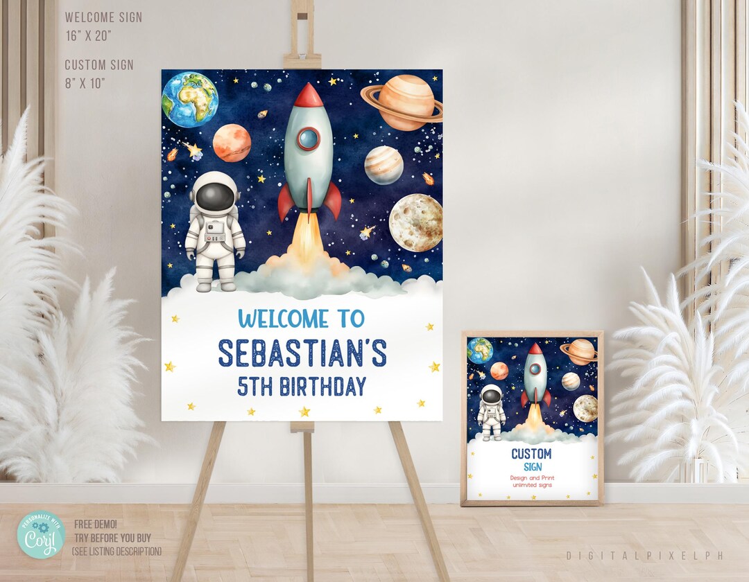 Outer Space Birthday Sign Template, Outer Space Custom Sign (digital ...