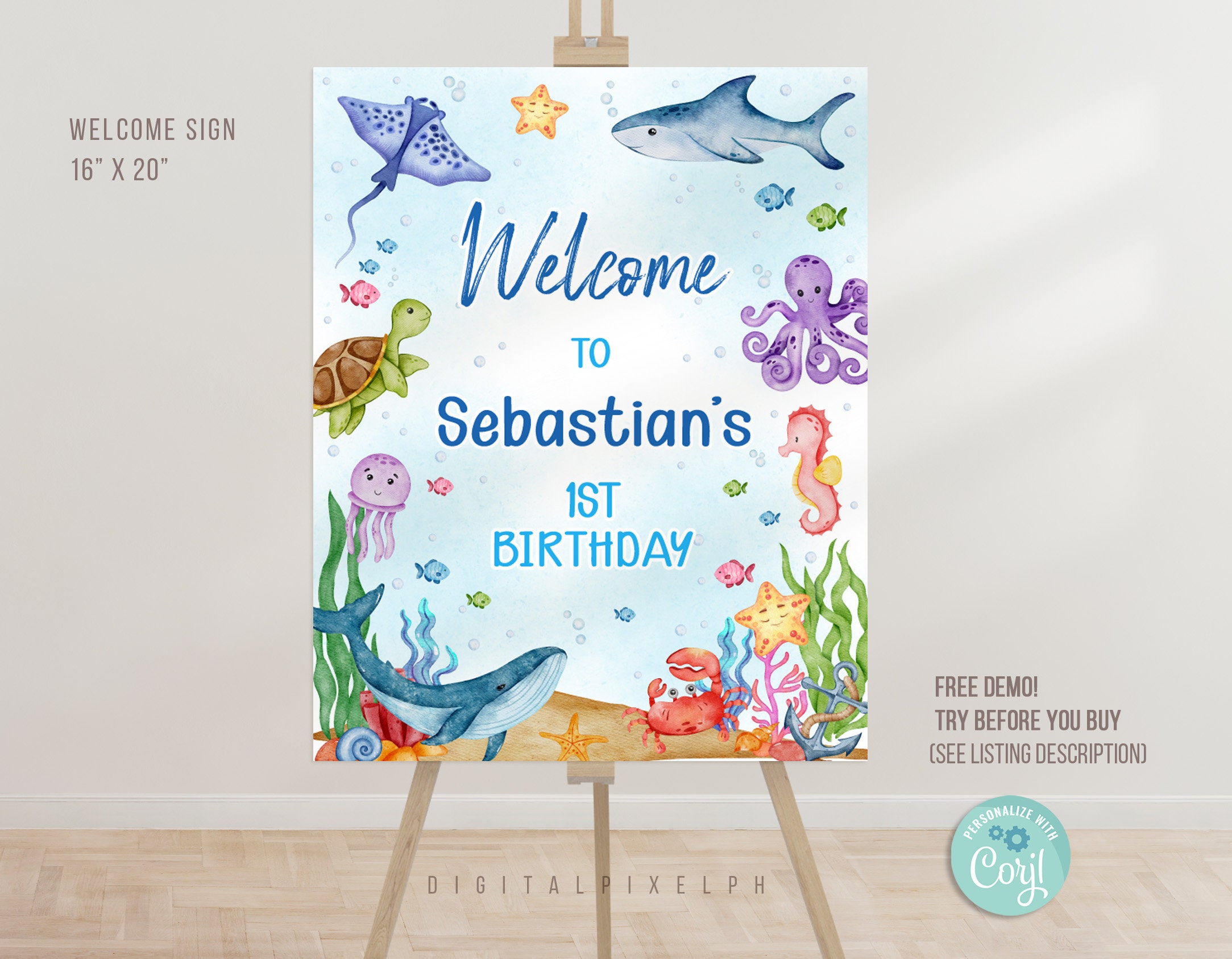 Editable Under the Sea Welcome Sign Template, Under the Sea Birthday ...