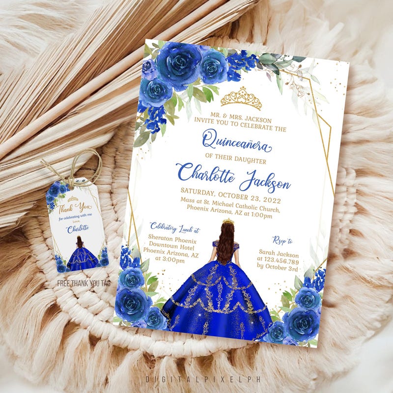 Invitación azul xv - Etsy México
