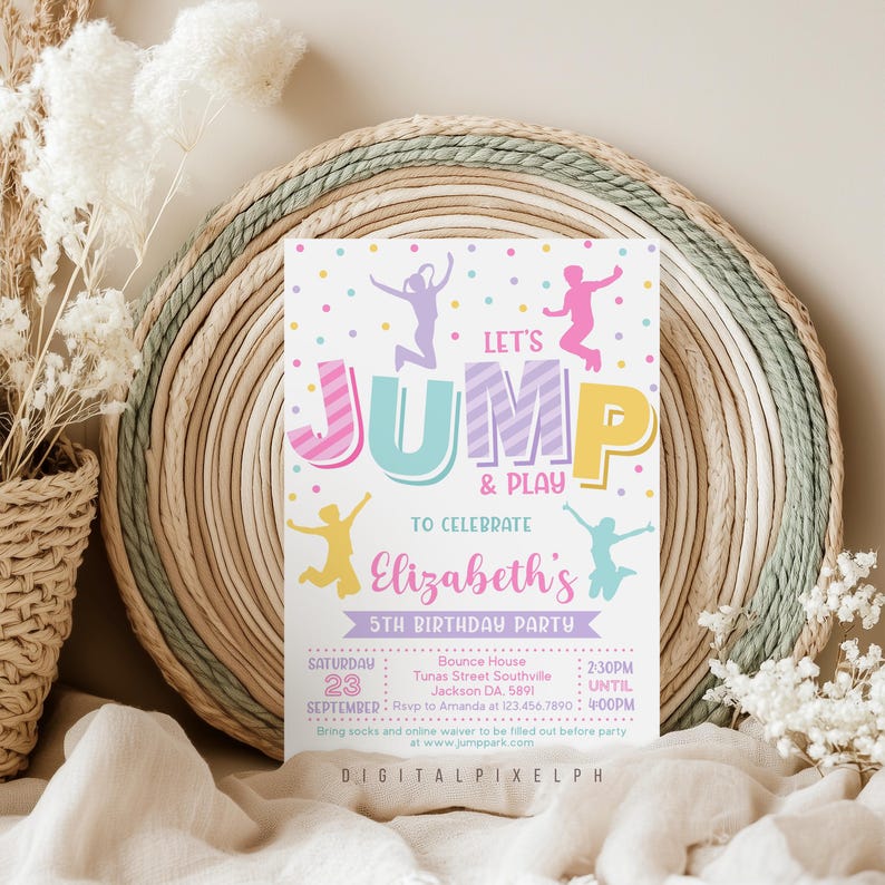 Editable Jump Birthday Invitation Template, Bounce House Party (digital ...