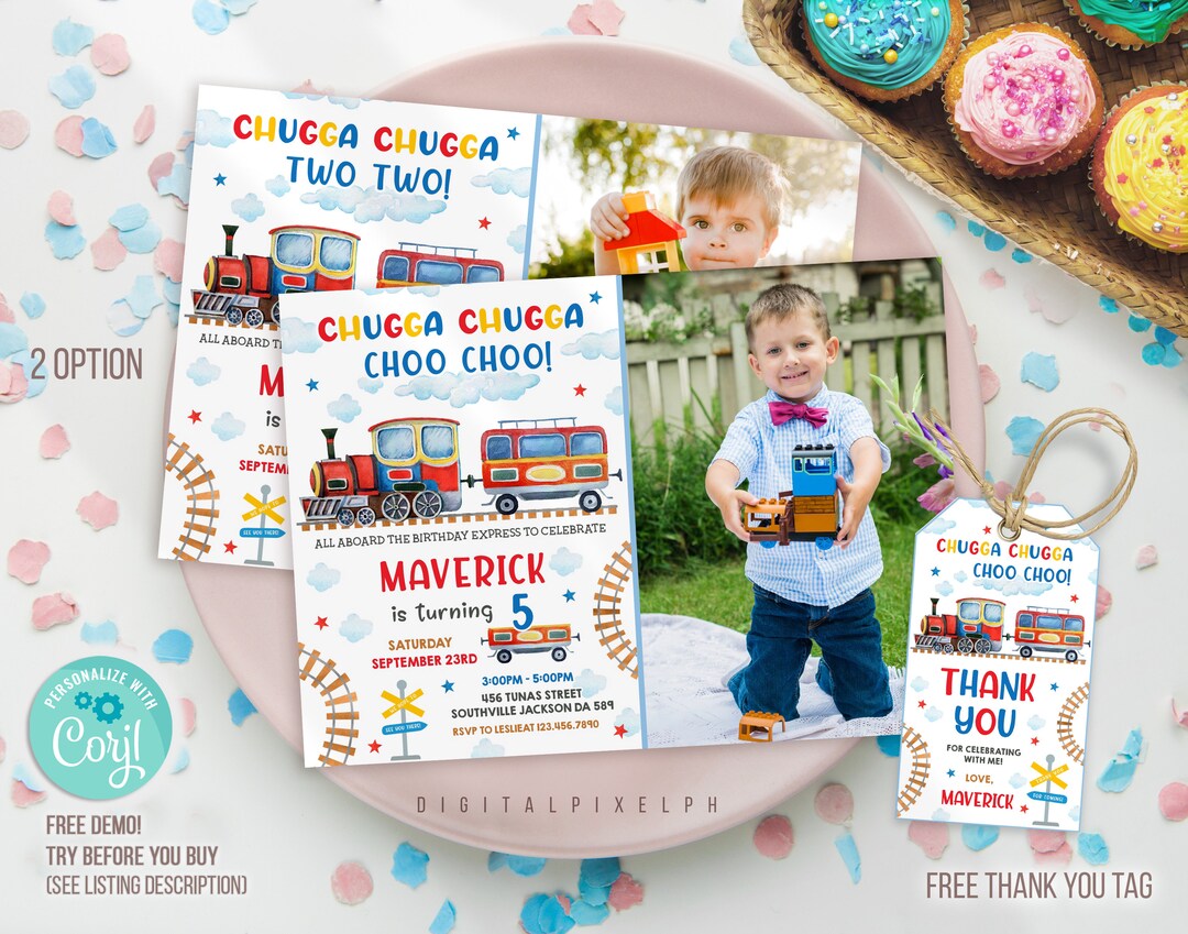 Editable Train Birthday Invitation Template, Toy Train Invitation ...