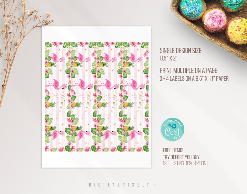 Editable Flamingo Water Bottle Label, Flamingo Label, Flamingo Water ...