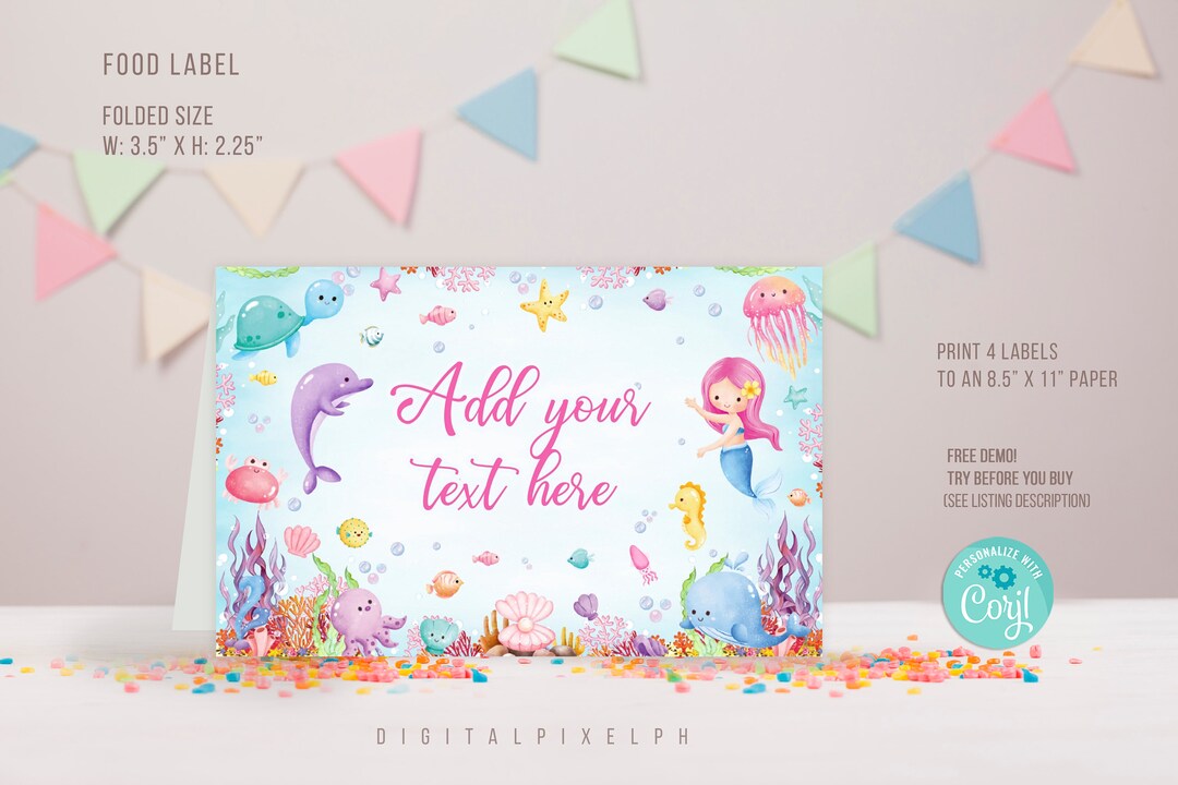 Editable Under the Sea Food Label, Under the Sea Food Tent Cards, Under ...