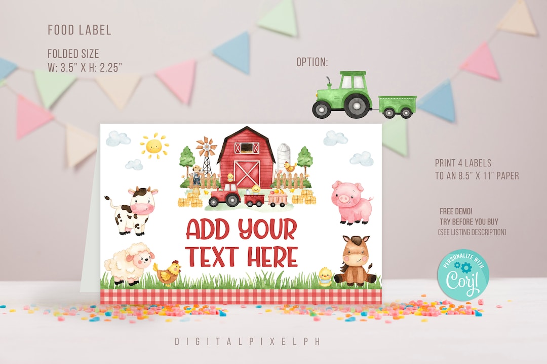 Editable Farm Food Label, Farm Food Tent Cards, Barnyard Farm Animals ...