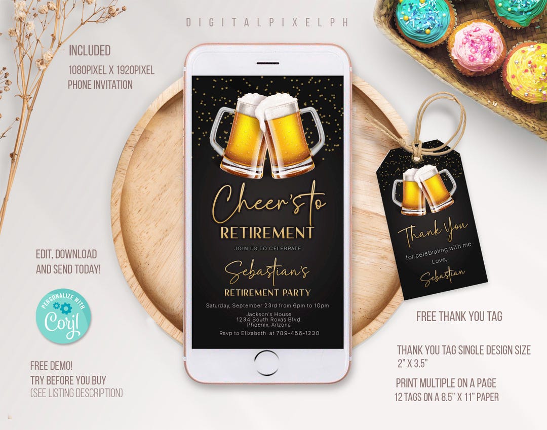 Editable Beer Retirement Phone Invitation Template, Beer Retirement ...
