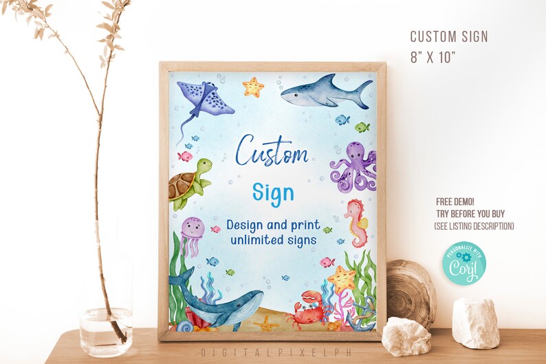 Editable Under the Sea Welcome Sign Template, Under the Sea Birthday ...